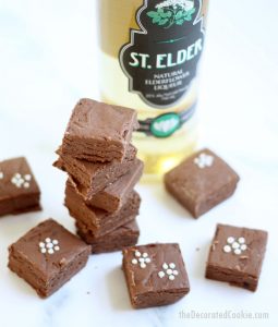 3-ingredient elderflower boozy fudge is a liquor-filled, chocolate dessert