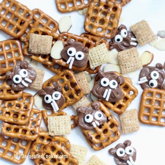 Groundhog day snack mix, a cute and fun treat to serve on Groundhog Day