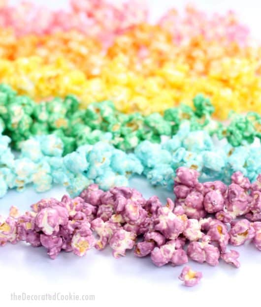 RAINBOW POPCORN for a rainbow or unicorn party. With video.