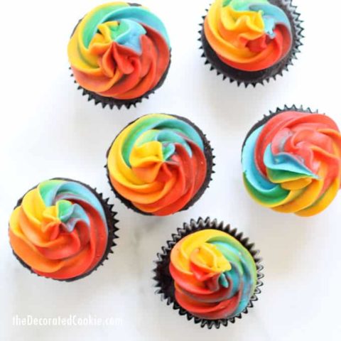 how to make the BEST rainbow cupcakes with buttercream frosting