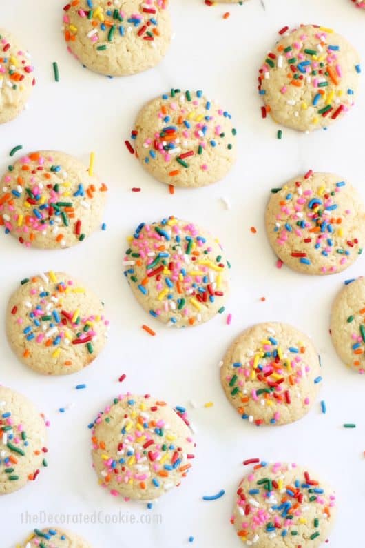 three-ingredient cake mix cookie recipe topped with sprinkles