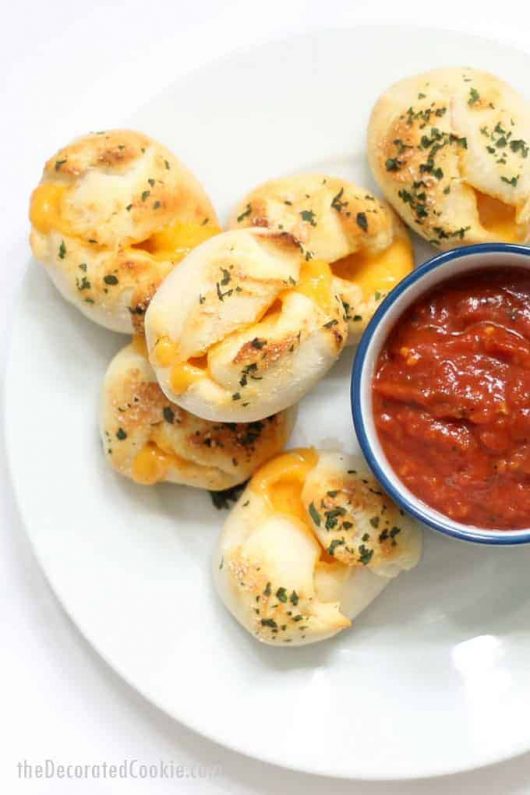 Cheese bombs: Cheese in refrigerated biscuits, easy lunch or appetizer.