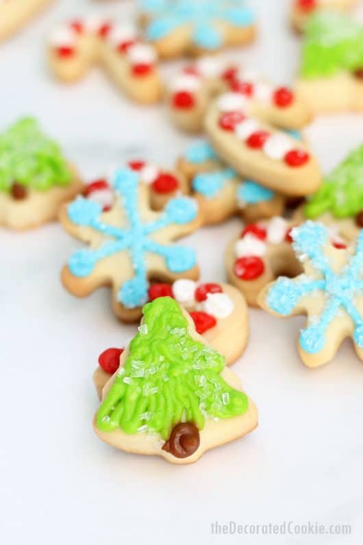 MINI CHRISTMAS COOKIES -- Easy sprinkle-topped holiday cookies.