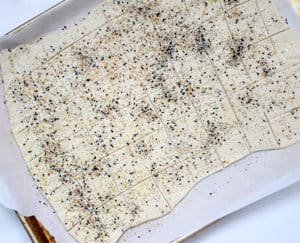 HOMEMADE CRACKERS from pizza dough with Everything seasoning.