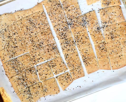 HOMEMADE CRACKERS from pizza dough with Everything seasoning.