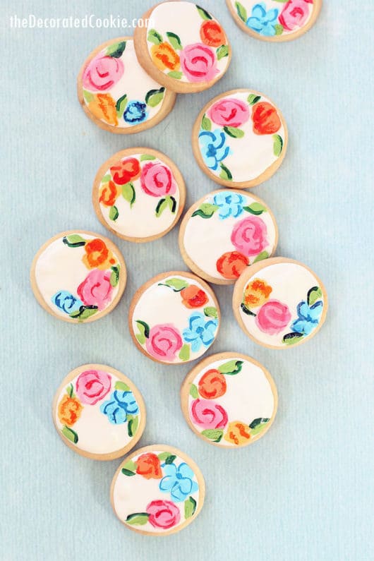 PAINTED FLOWER COOKIES -- Beautiful, easy decorated cookies.
