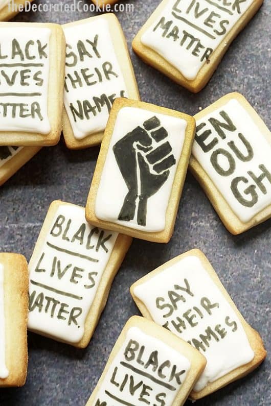 BLACK LIVES MATTER COOKIES -- mini protest sign cookies
