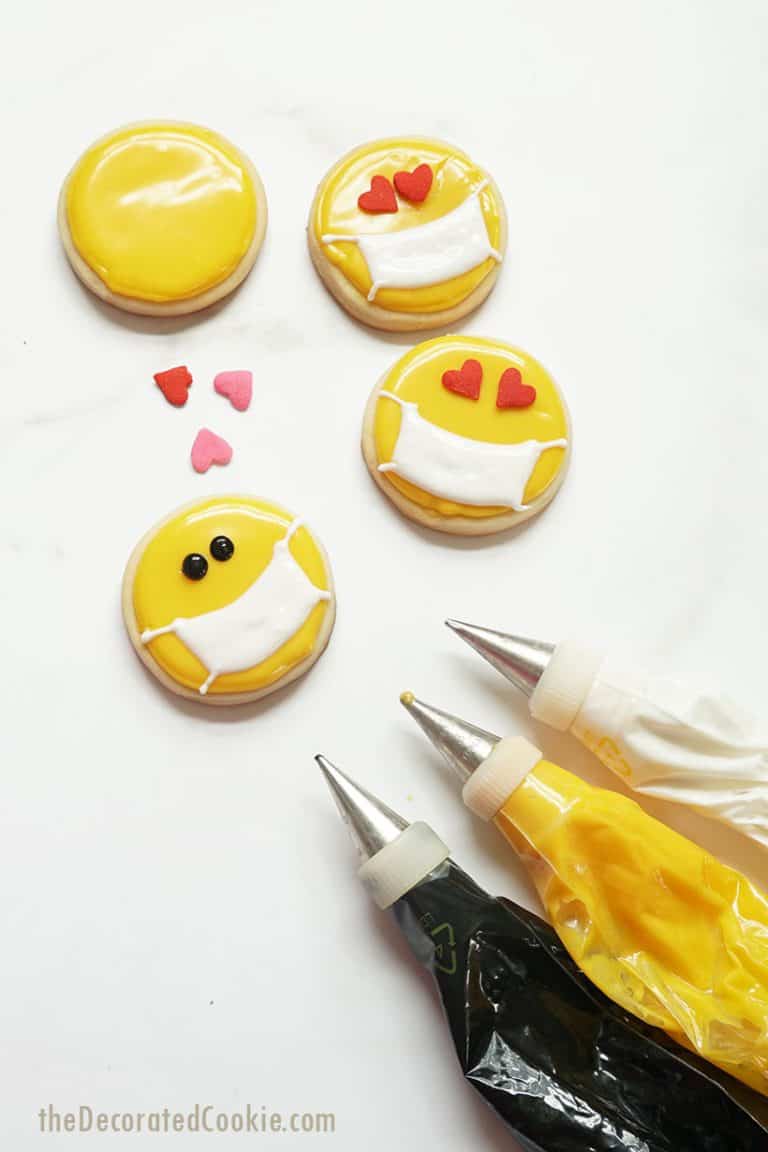 MASK EMOJI COOKIES -- fun cookies for an unfun pandemic