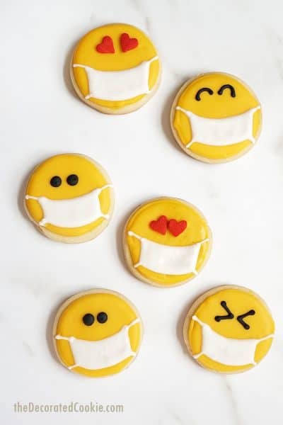 MASK EMOJI COOKIES -- fun cookies for an unfun pandemic