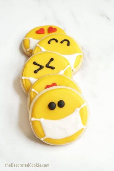 MASK EMOJI COOKIES -- fun cookies for an unfun pandemic